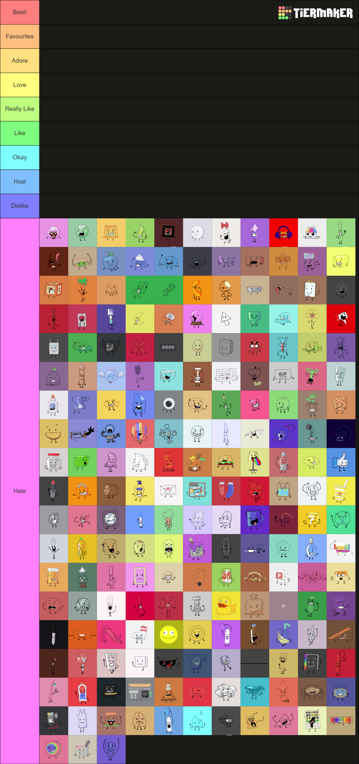 The 201 Character Object Show ! Tier List (Community Rankings) - TierMaker