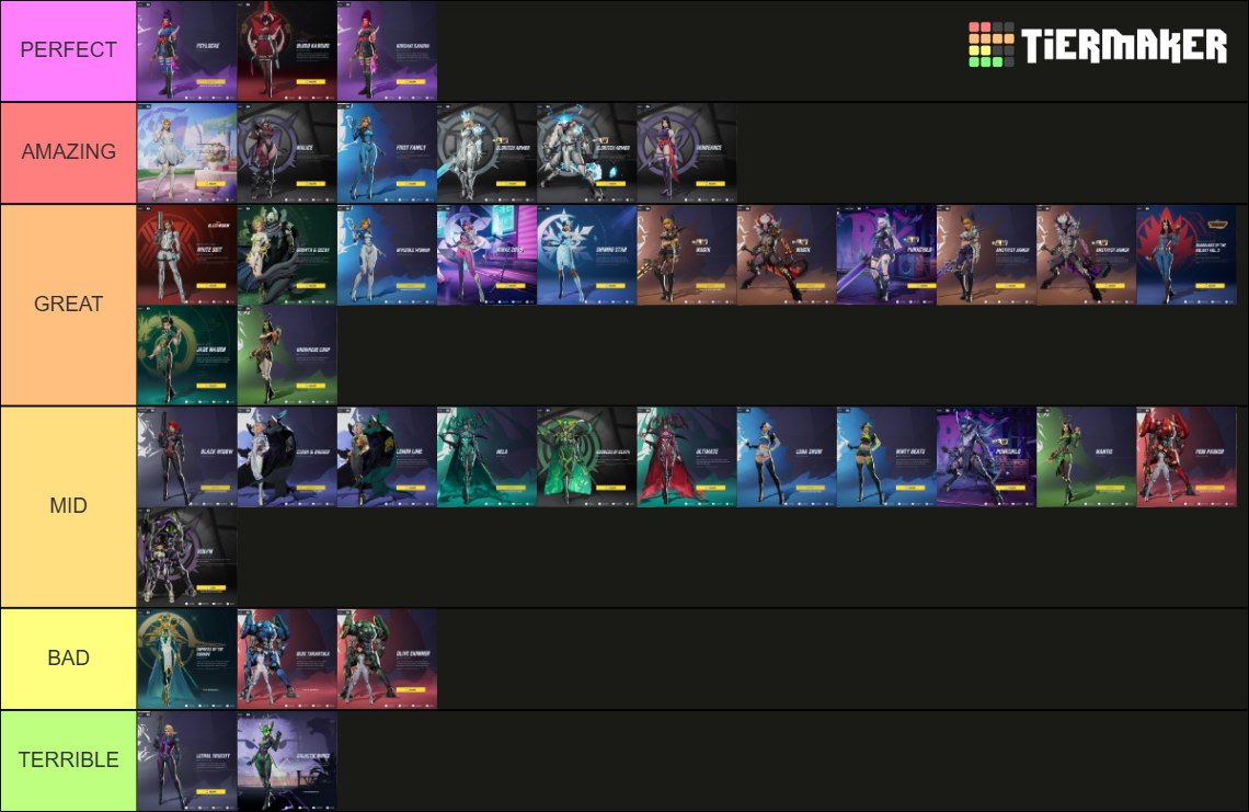 Marvel Rivals FEMALE Skins Tier List (Community Rankings) - TierMaker