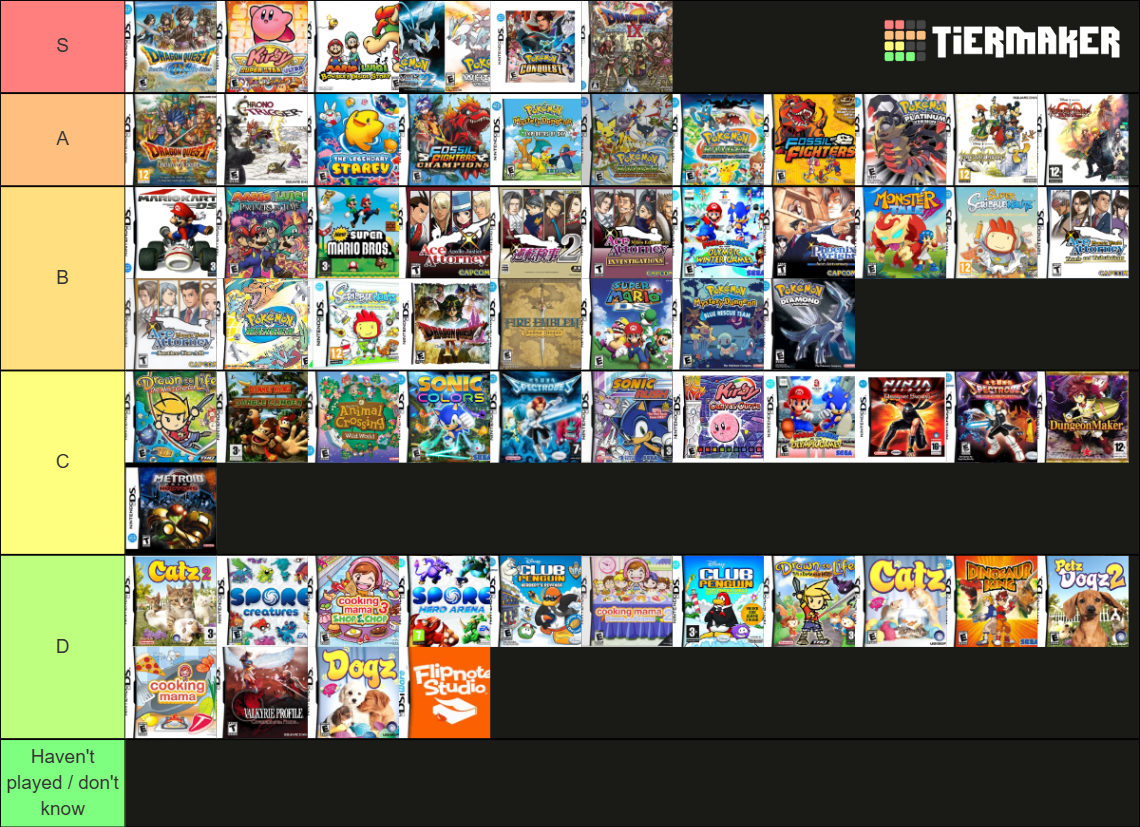 Nintendo DS Games (+100) Tier List (Community Rankings) - TierMaker