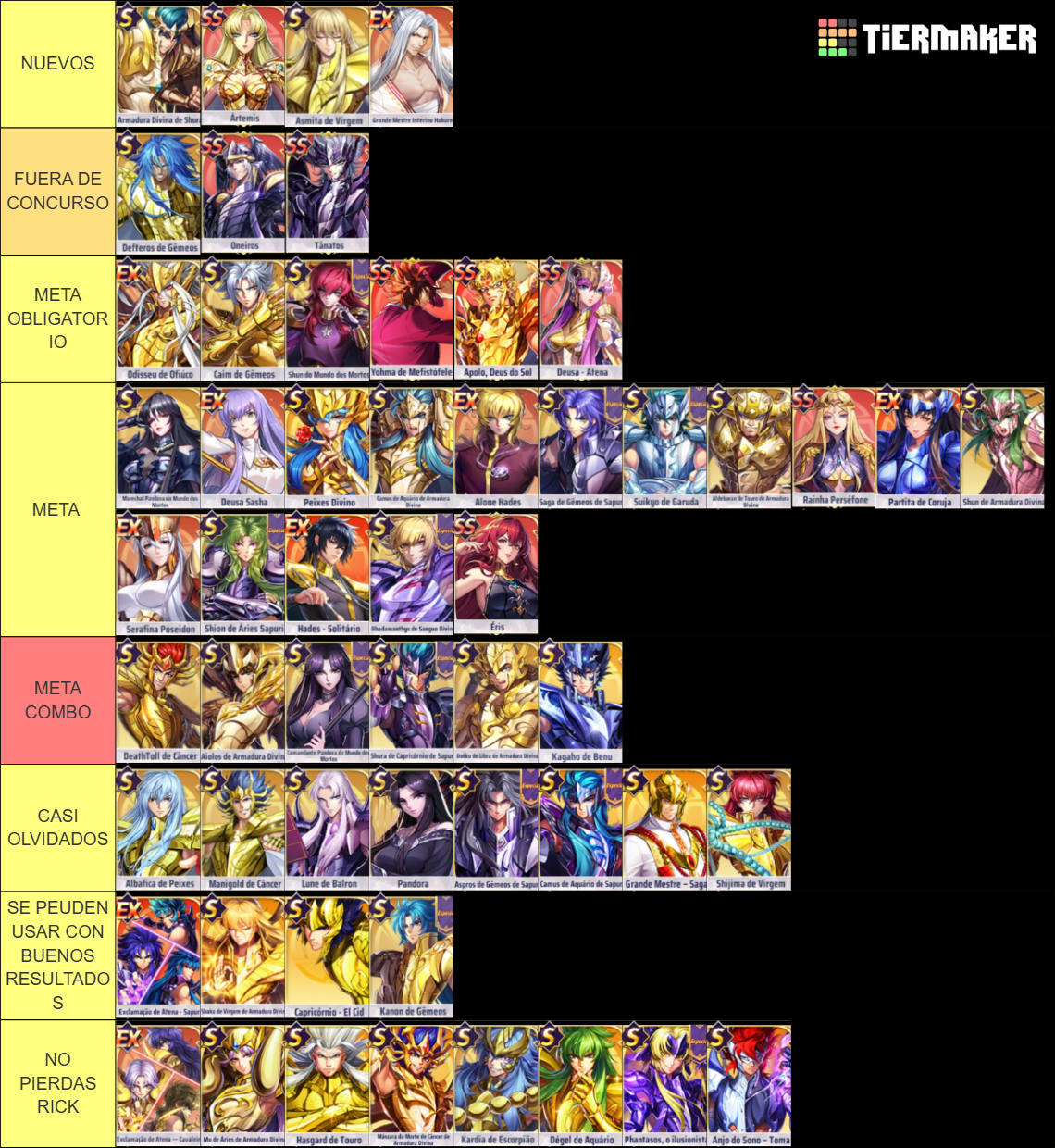 TIER LIST SAINT SEIYA AWAKENING KOTZ Tier List (Community Rankings ...