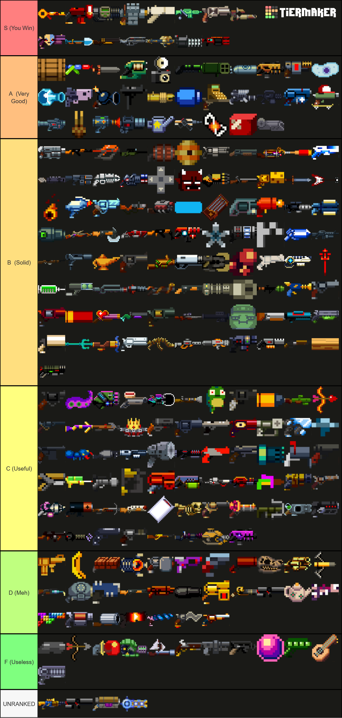 Enter the Gungeon: All Guns - High Resolution Tier List (Community ...
