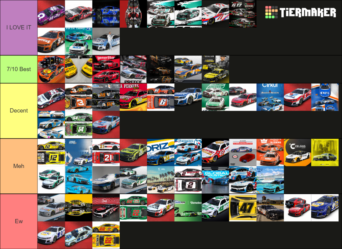 2024 NASCAR Cup Series Paint Schemes Tier List (Community Rankings ...