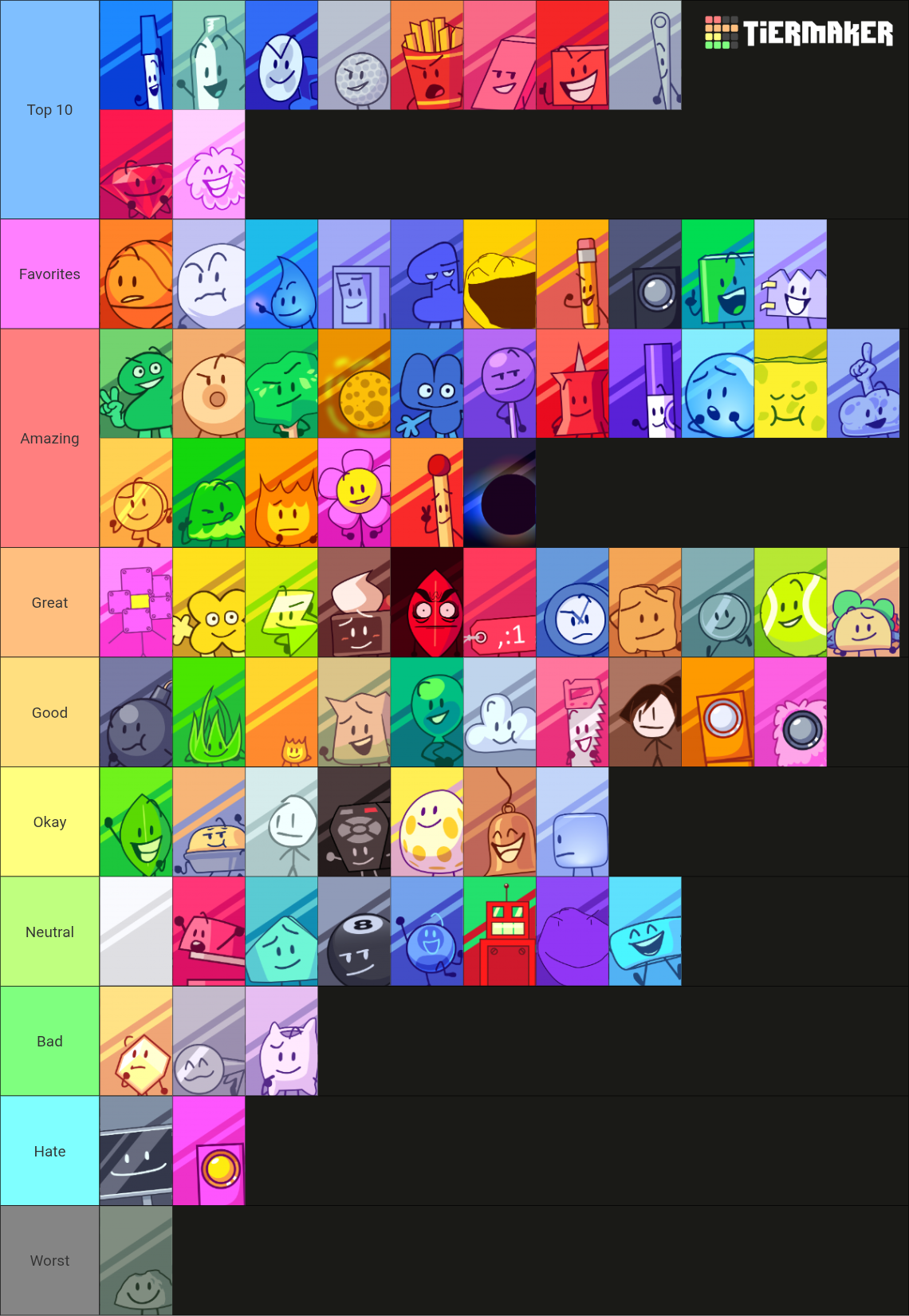 BFDI Ultimate! Tier List (Community Rankings) - TierMaker