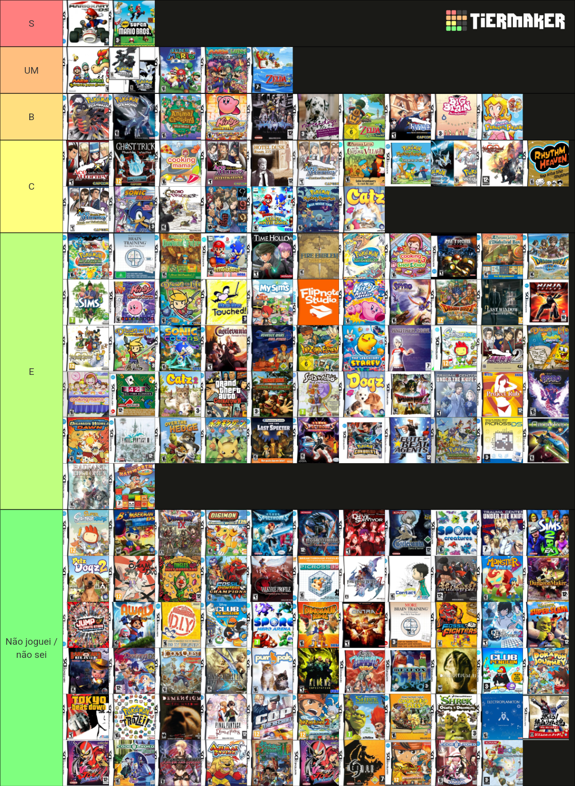 Nintendo DS Games (+100) Tier List (Community Rankings) - TierMaker