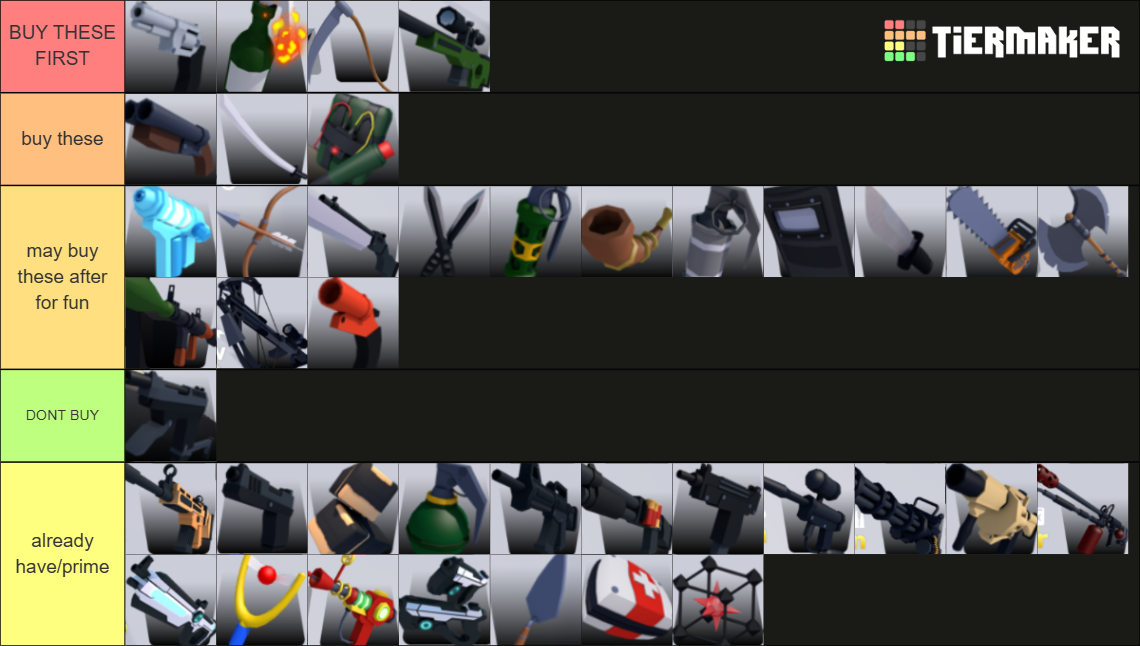 Roblox Rivals Weapons Tierlist (UPDATED) Tier List (Community Rankings) - TierMaker