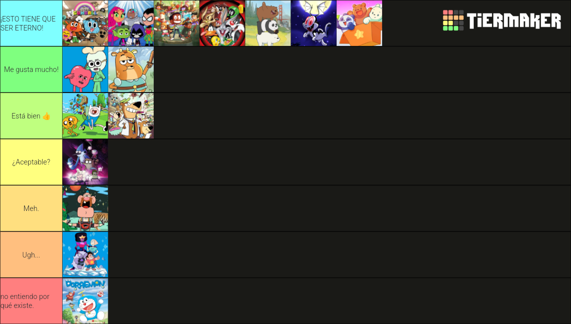 Cartoon Network Cartoons Tier List (Community Rankings) - TierMaker