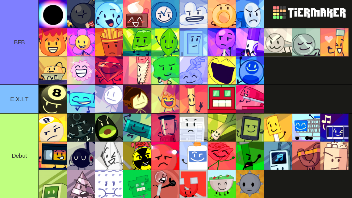 Make your own BFDI Tier List (Community Rankings) - TierMaker