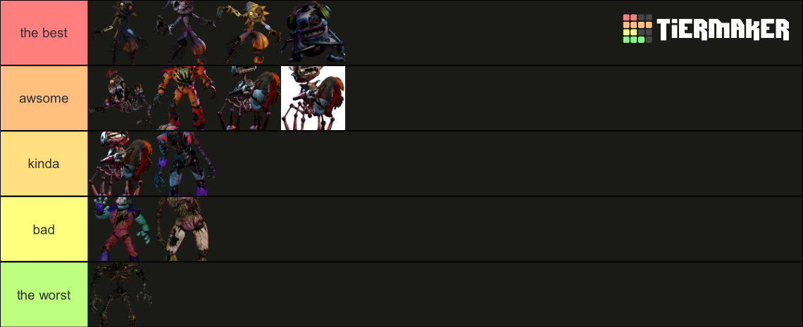 fnaf sb characters (RUIN) Tier List (Community Rankings) - TierMaker