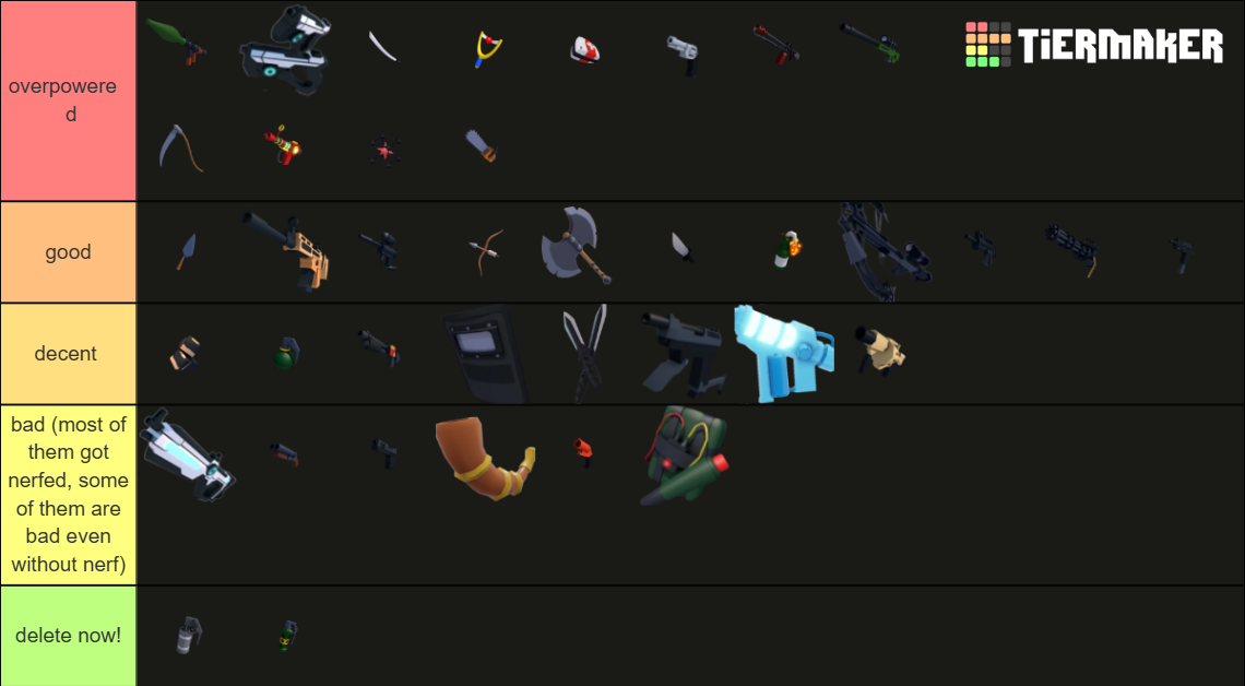 Roblox rivals all weapons!! Tier List (Community Rankings) - TierMaker