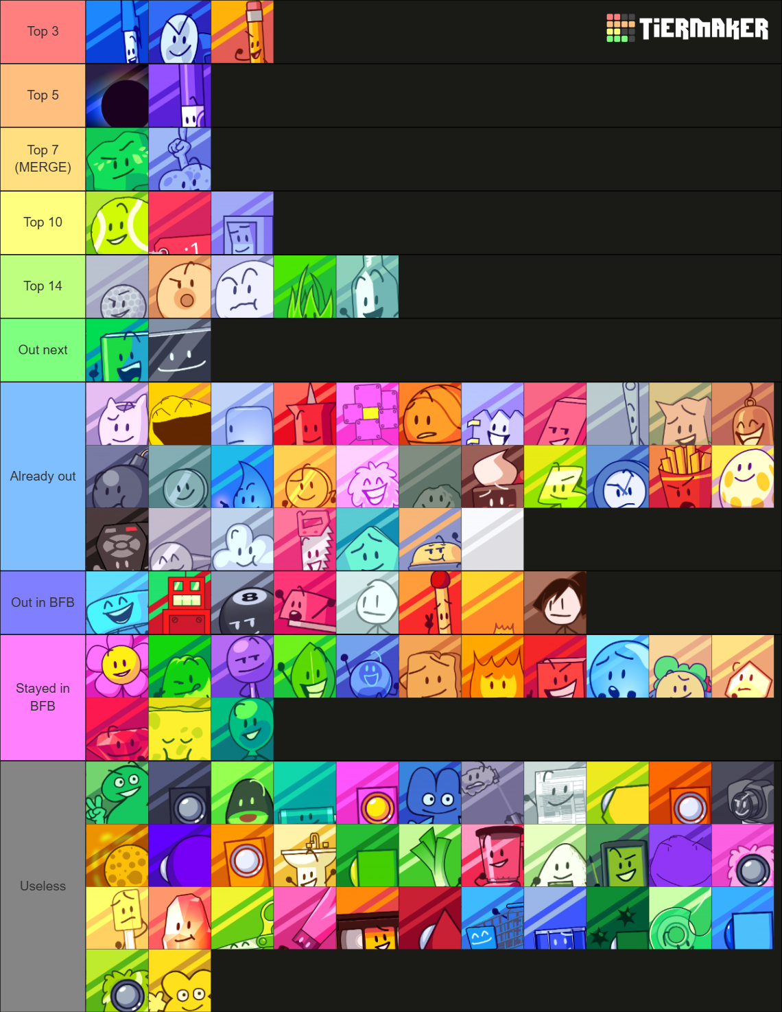 Mega BFDI Tierlist. Tier List (Community Rankings) - TierMaker