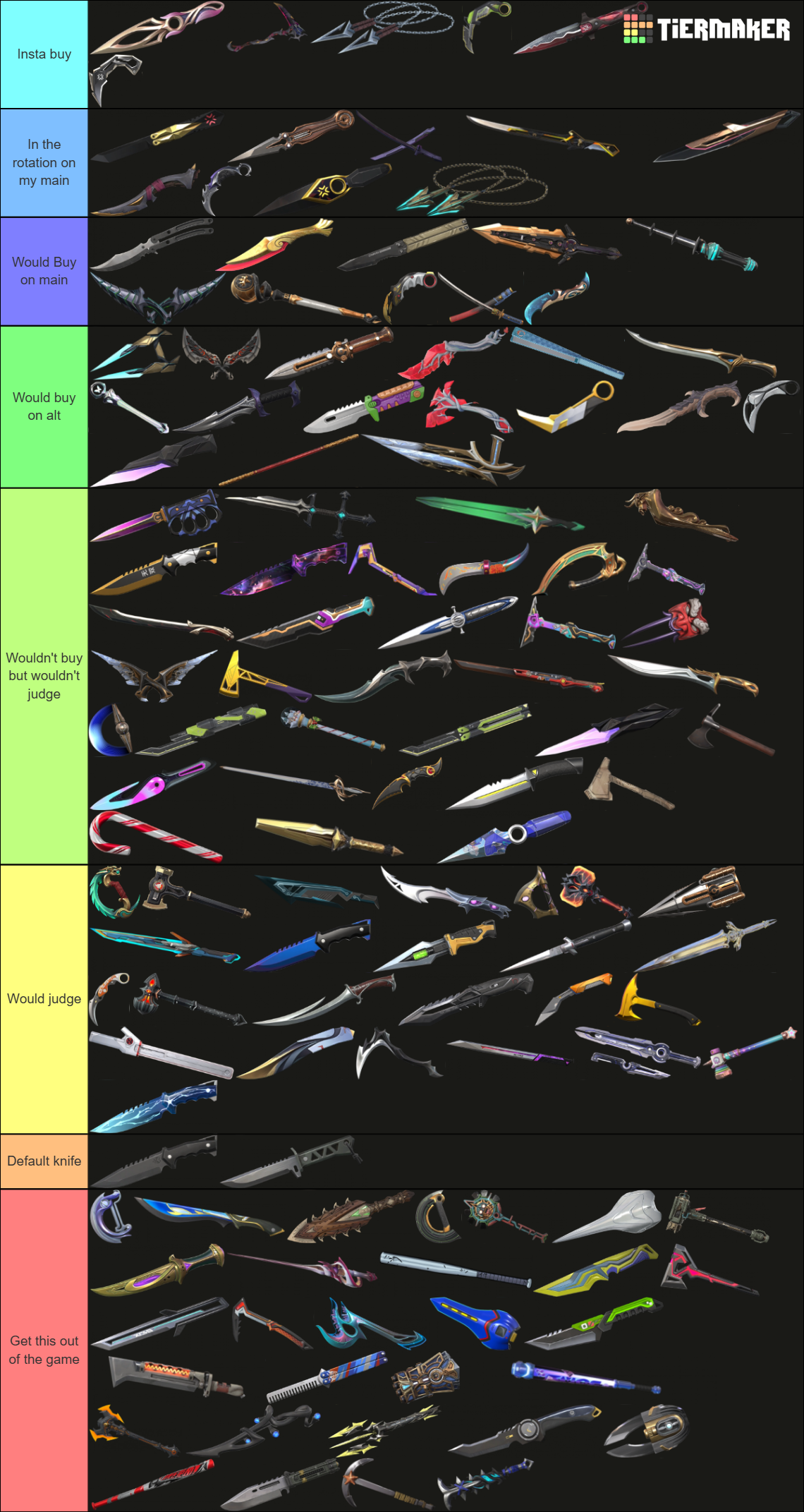 Valorant Melee / Knife Skins (February 2025) Tier List (Community ...