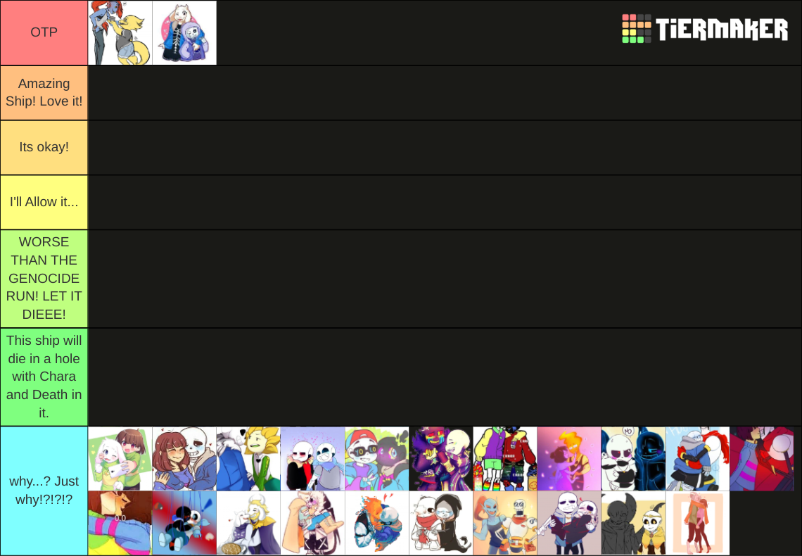 Undertale Ships Tier List (Community Rankings) - TierMaker