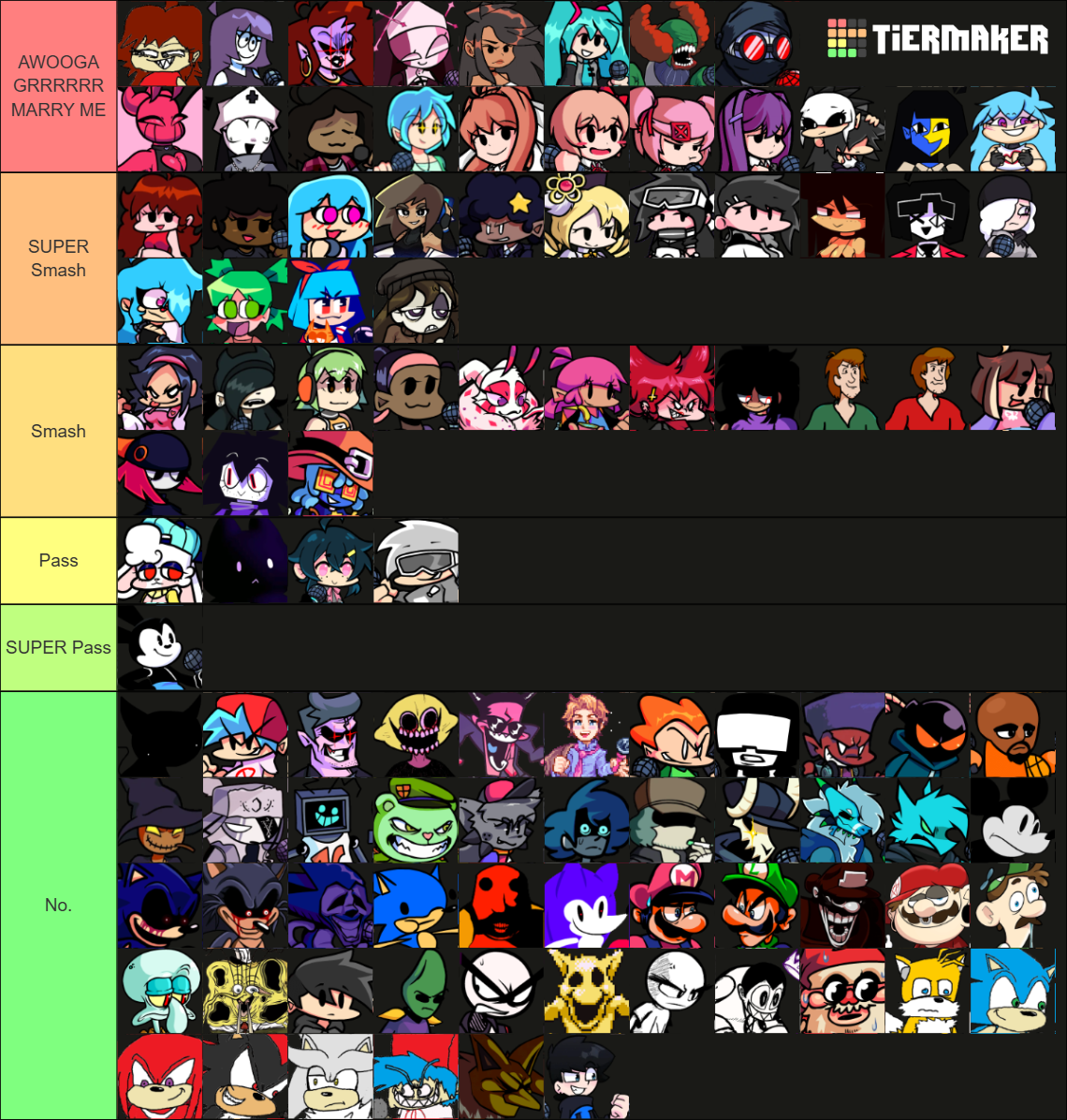 FNF Semi-Ultimate Smash Or Pass Tier List (Community Rankings) - TierMaker