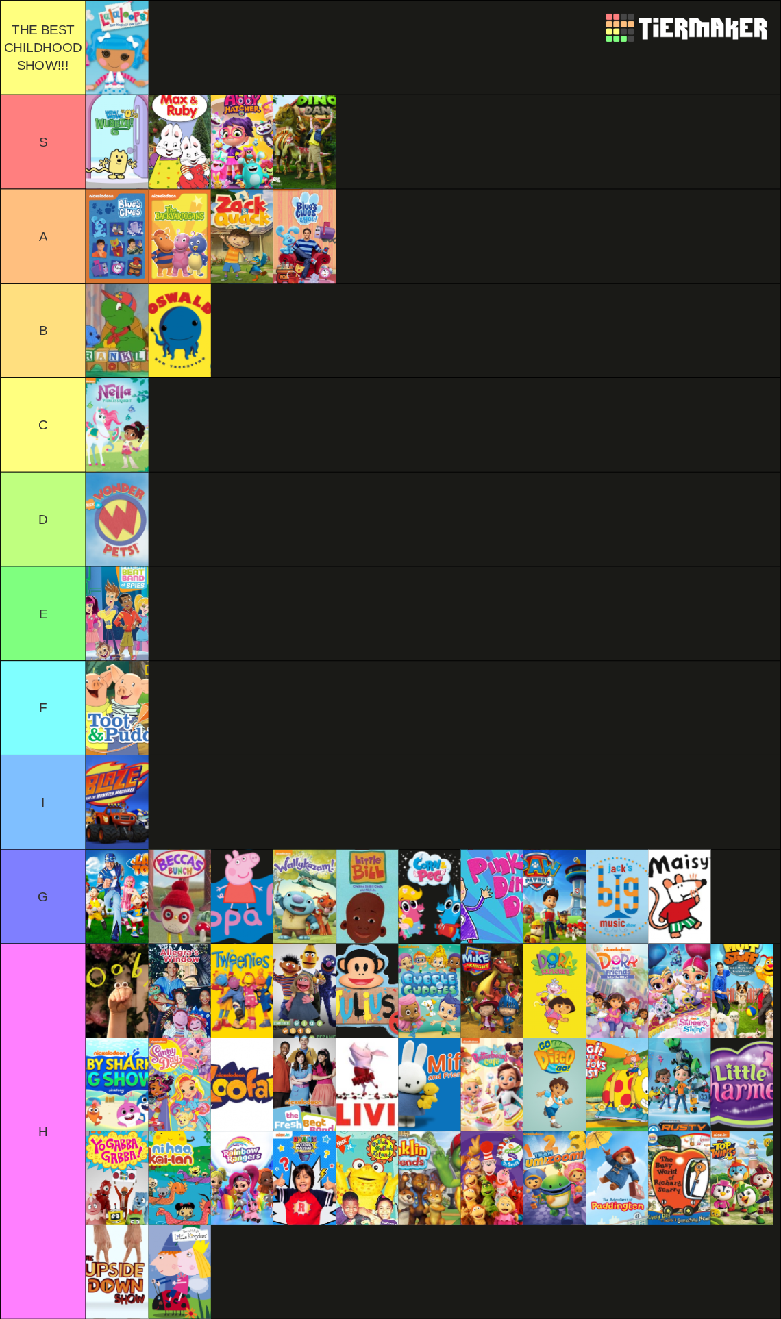 Nick Jr. Shows Tier List (Community Rankings) - TierMaker