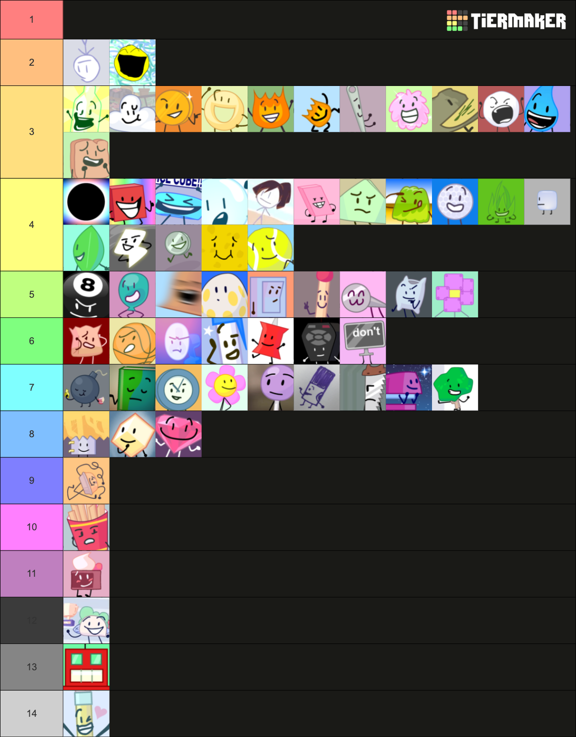 All 64 BFB Characters Tier List (Community Rankings) - TierMaker
