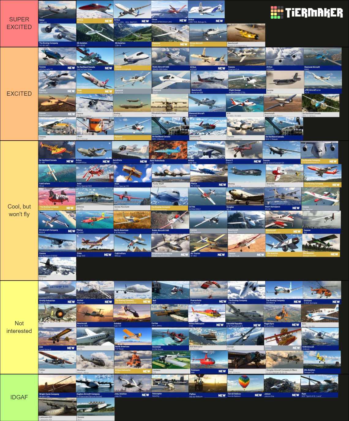 Msfs2024 Planes Tier List (Community Rankings) - TierMaker