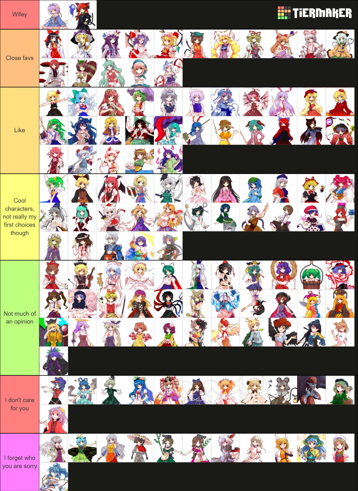 Touhou Characters Tier List (Community Rankings) - TierMaker