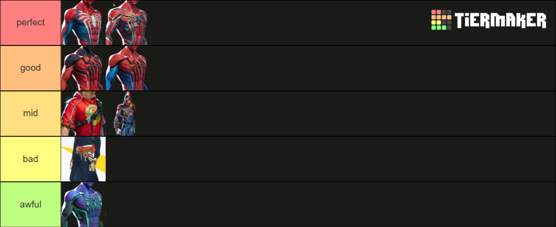spiderman skins in marvel rivals Tier List (Community Rankings) - TierMaker