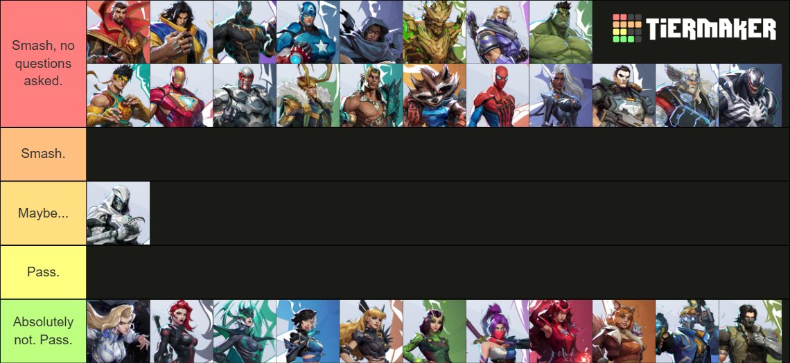 Marvel Rivals; Smash Or Pass Tier List (Community Rankings) - TierMaker