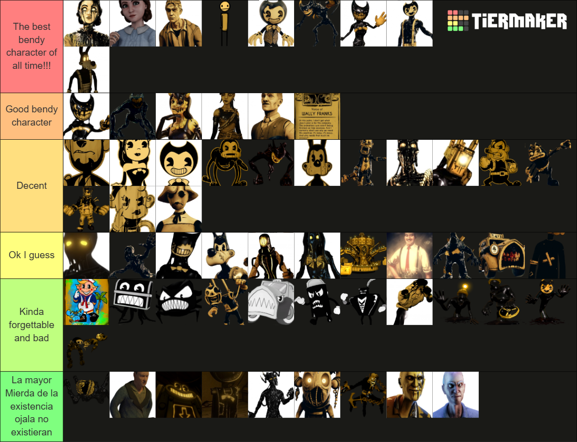 All of the bendy characters ranking Tier List (Community Rankings ...