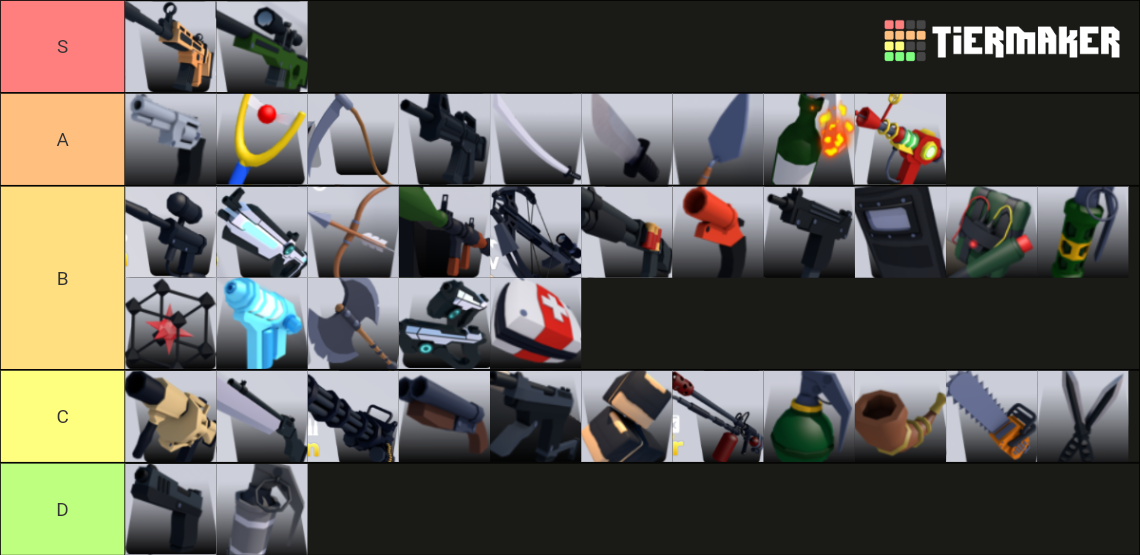 Roblox Rivals Weapons Tierlist (UPDATED) Tier List (Community Rankings) - TierMaker