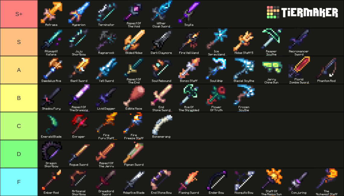 All Hypixel SkyBlock Weapons Tier List (Community Rankings) - TierMaker