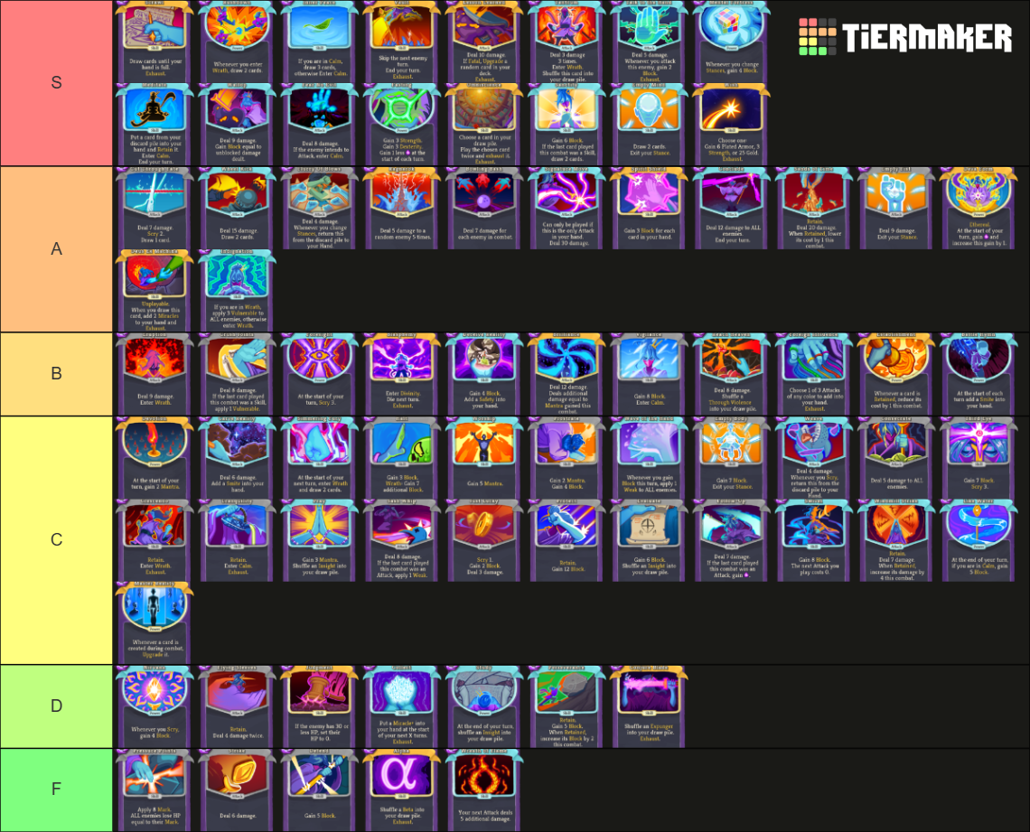 Watcher Cards (Slay The Spire) Tier List (Community Rankings) - TierMaker