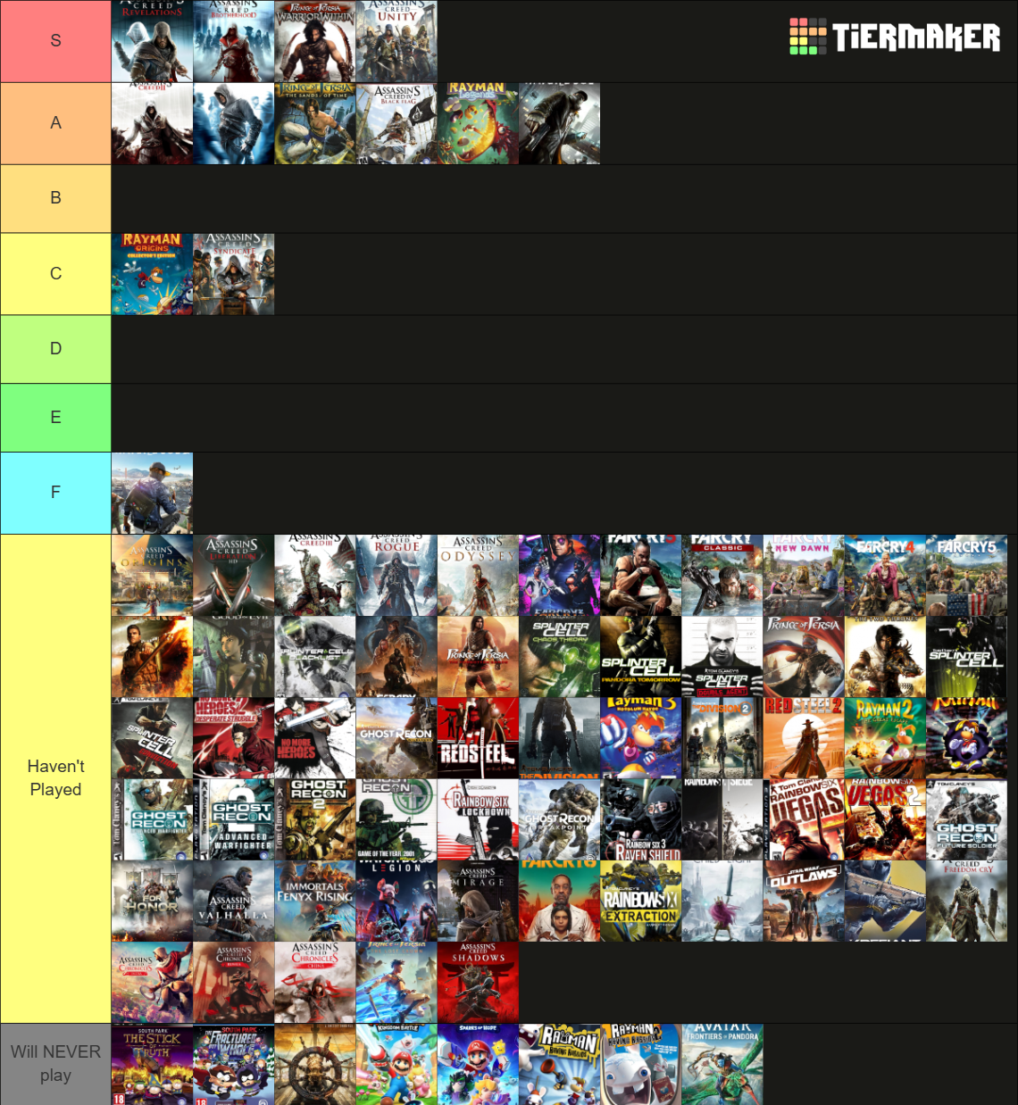 Ubisoft Games Tier List (Community Rankings) - TierMaker