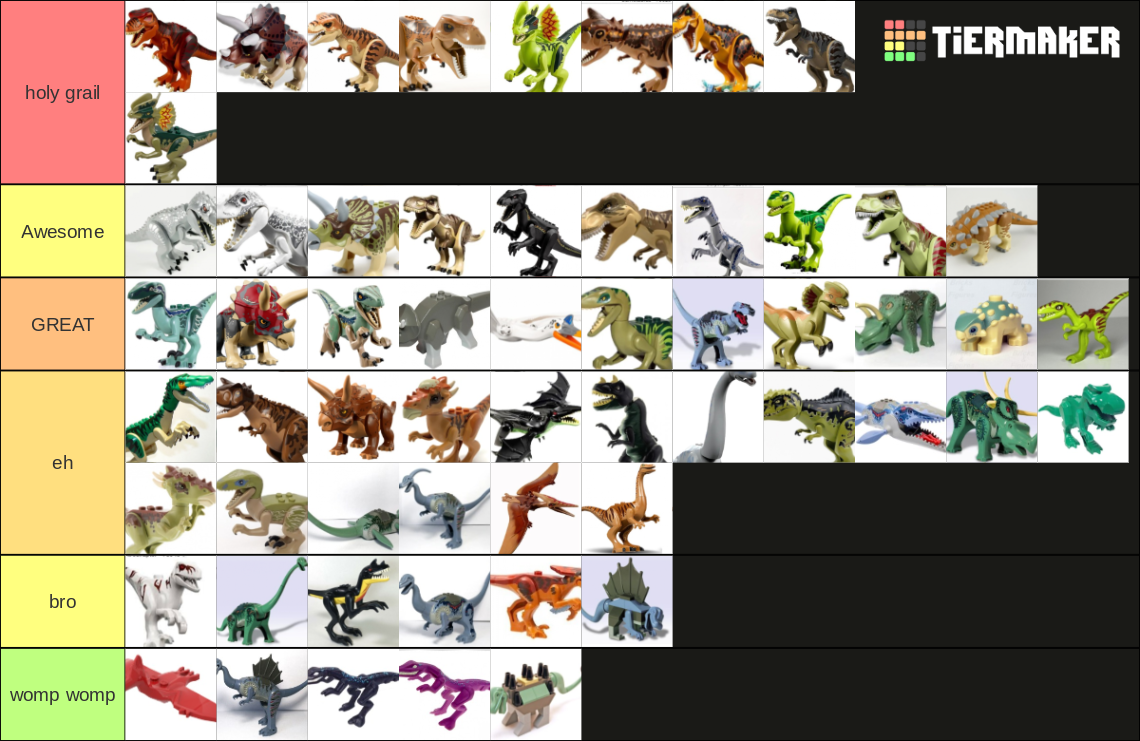 (Almost) every Lego dinosaur Tier List (Community Rankings) - TierMaker