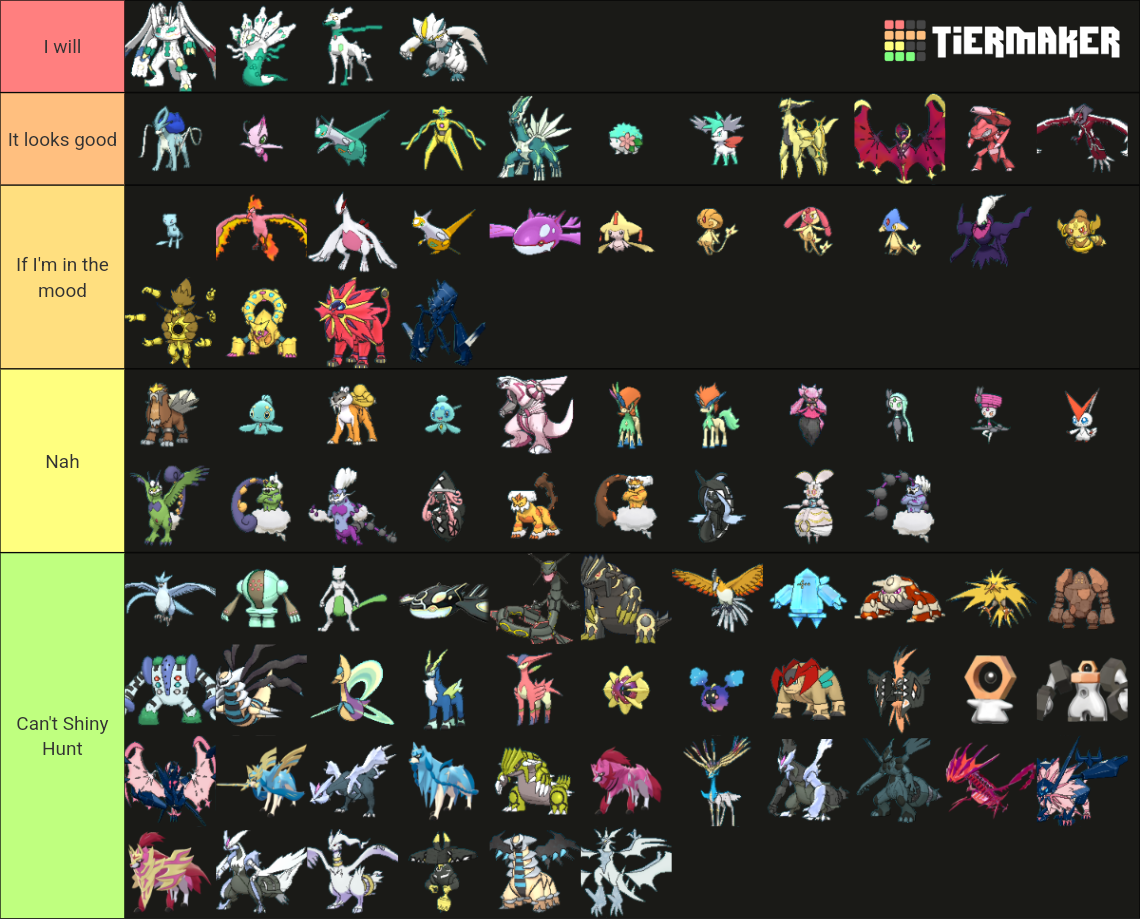 Shiny Legendary Pokemon Tier List (Community Rankings) - TierMaker