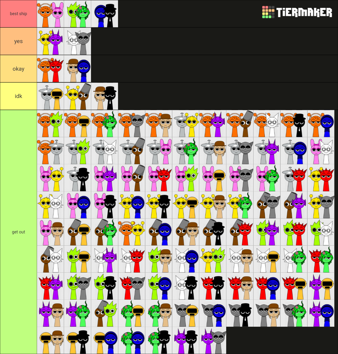 Sprunki Ship Tierlist Tier List (Community Rankings) - TierMaker