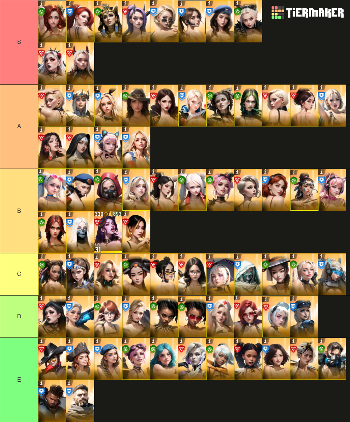 Lust Goddess Tierlist by dadajan Tier List (Community Rankings) - TierMaker