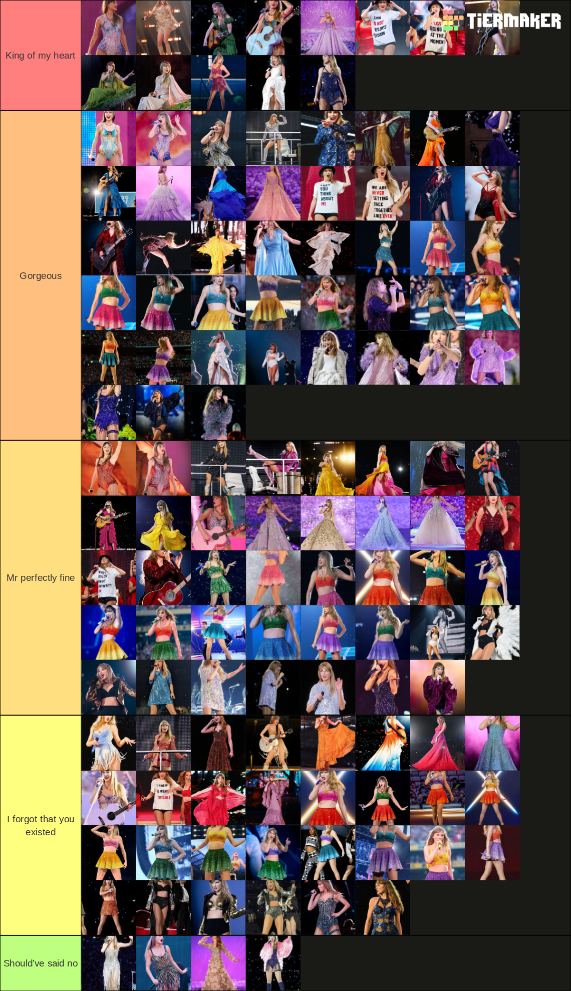 Taylor Swift The Eras Tour All outfits Tier List (Community Rankings ...