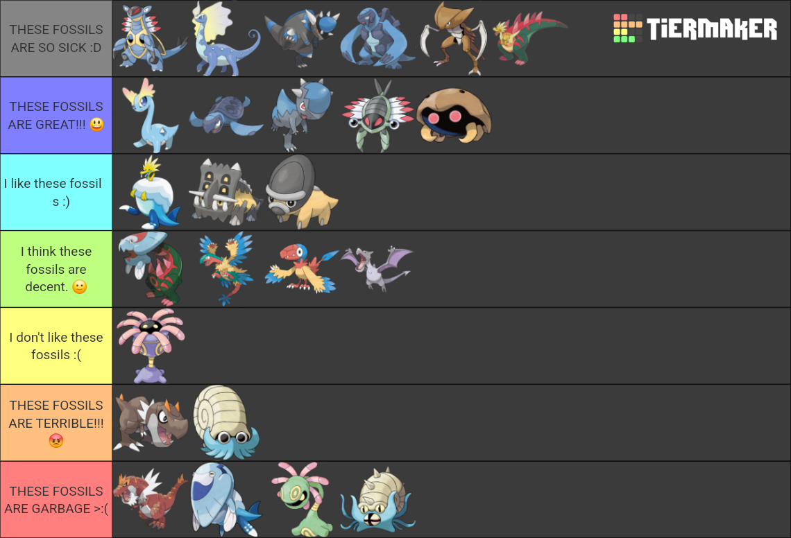 Fossil pokemon (gen 1-8) Tier List (Community Rankings) - TierMaker