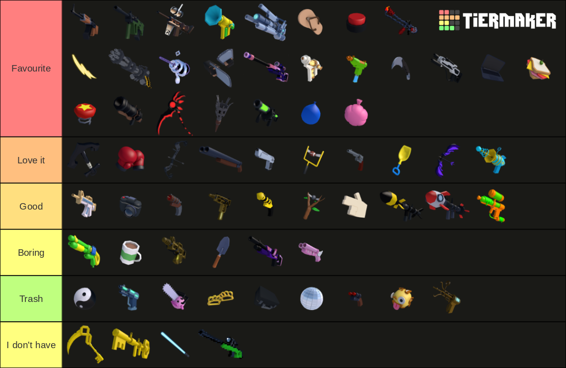 Roblox Rivals Weapon Skin Tier List (Community Rankings) - TierMaker