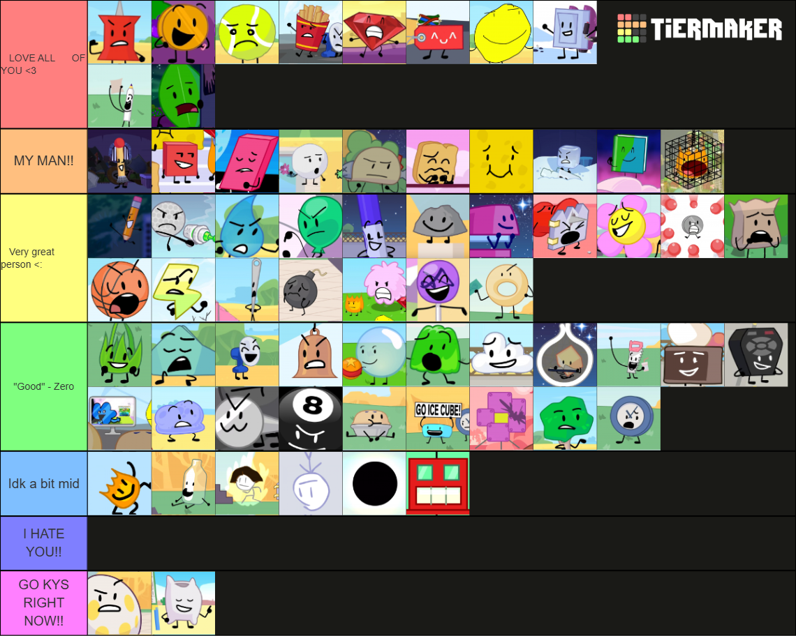 Squid Game But With BFDI Characters (S1-S2 Challenges) Tier List ...