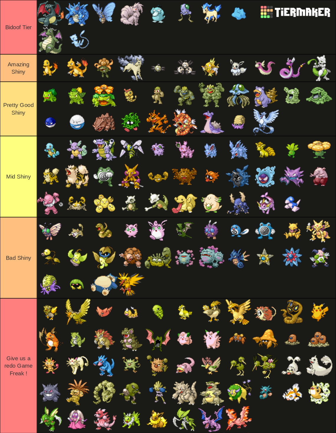 All Kanto Pokemon - GBA FireRed/LeafGreen Shiny Sprites Tier List ...