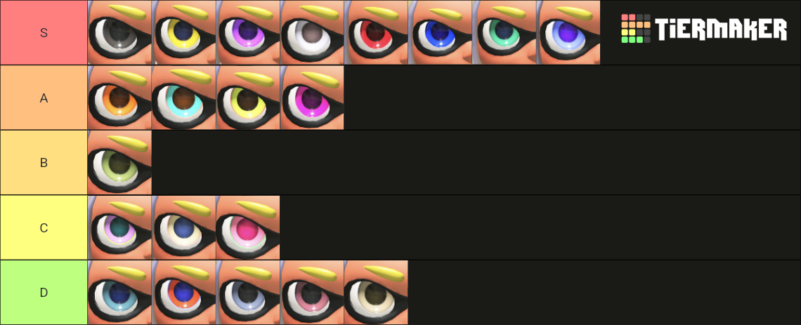 Splatoon 3 Eye Colors Tier List (Community Rankings) - TierMaker