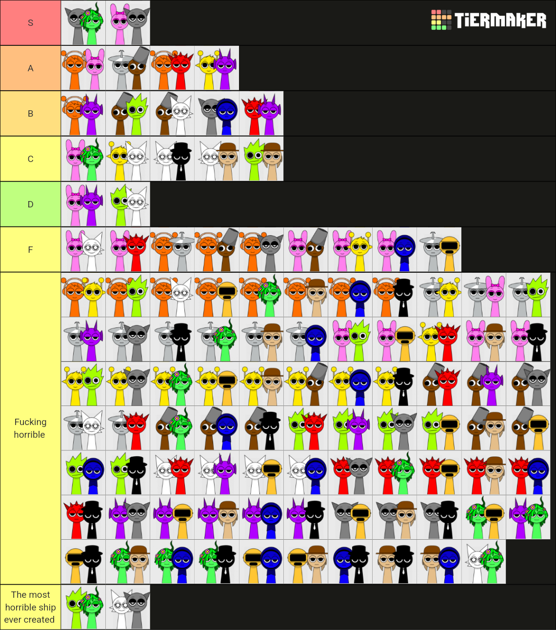 Sprunki Ship Tierlist Tier List (Community Rankings) - TierMaker