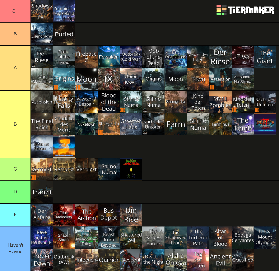 EVERY CoD Zombies Map (Nacht - Shattered Veil) Tier List (Community ...