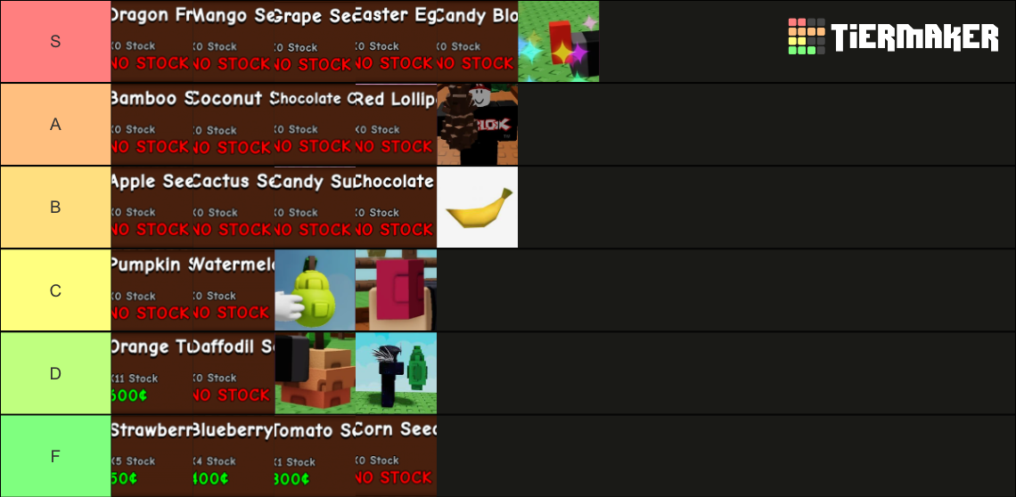 Roblox Grow a Garden All Seeds! (Easter Upd) Tier List (Community ...