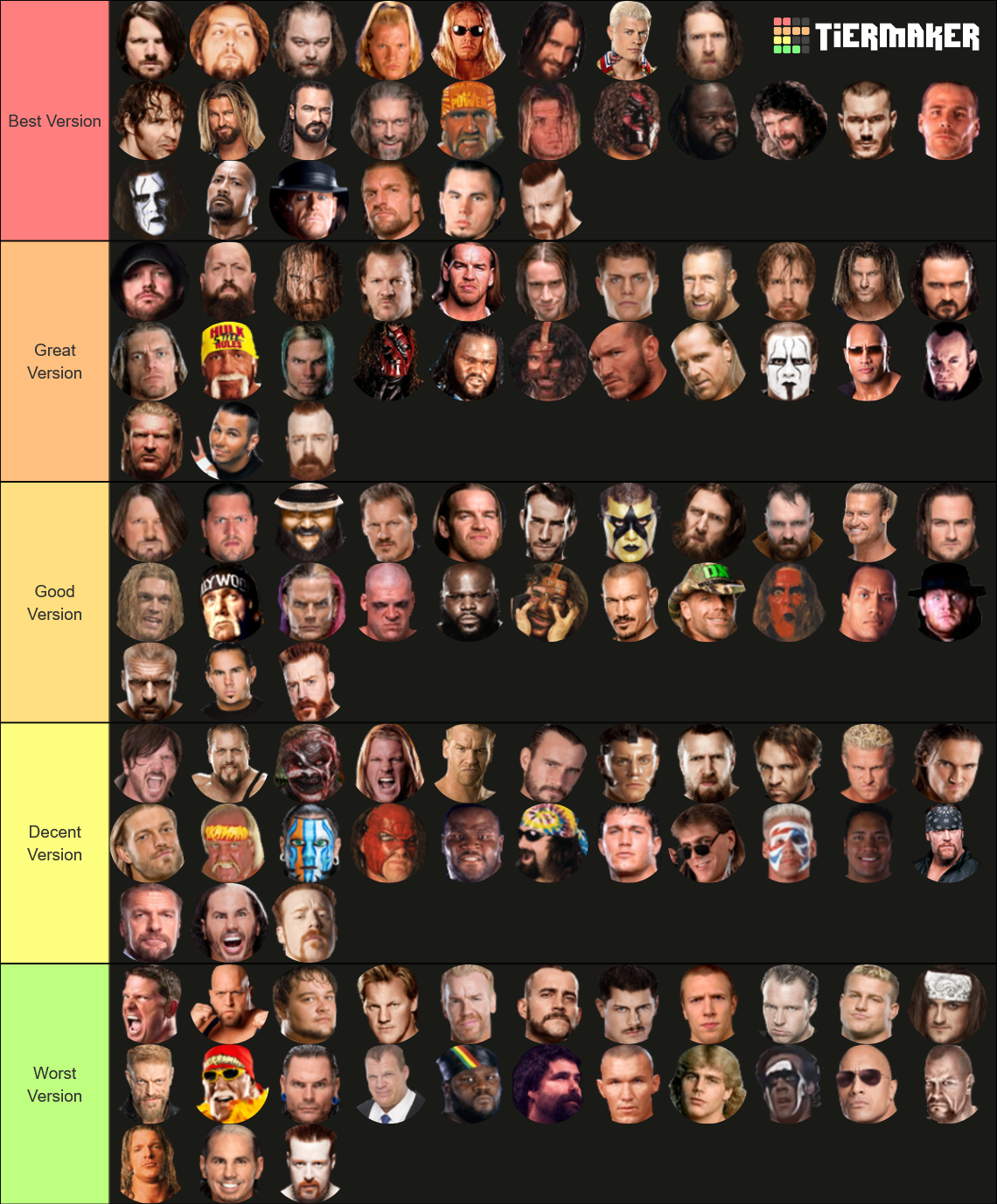 WWE Superstar Versions Tier List (Community Rankings) - TierMaker