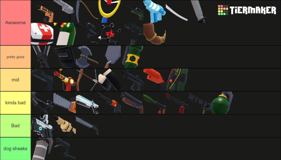 Roblox Rivals All Weapons (as of 3/28/2025) Tierlist Tier List (Community Rankings) - TierMaker