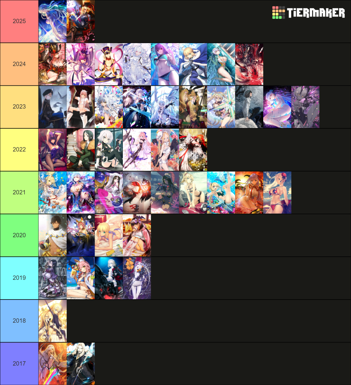 5☆ Servant FA, Jp included (August 2025) Tier List (Community Rankings) - TierMaker