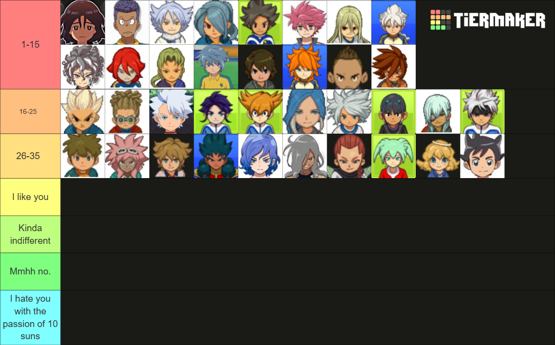 ALL Inazuma Eleven Characters Tier List (Community Rankings) - TierMaker