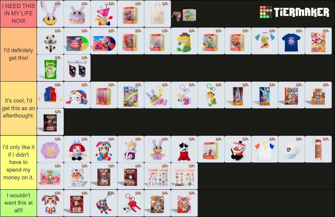 The Amazing Digital Circus Merch ! (TADC) Tier List (Community Rankings ...