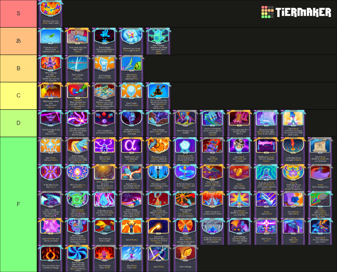 Watcher Cards (Slay The Spire) Tier List (Community Rankings) - TierMaker