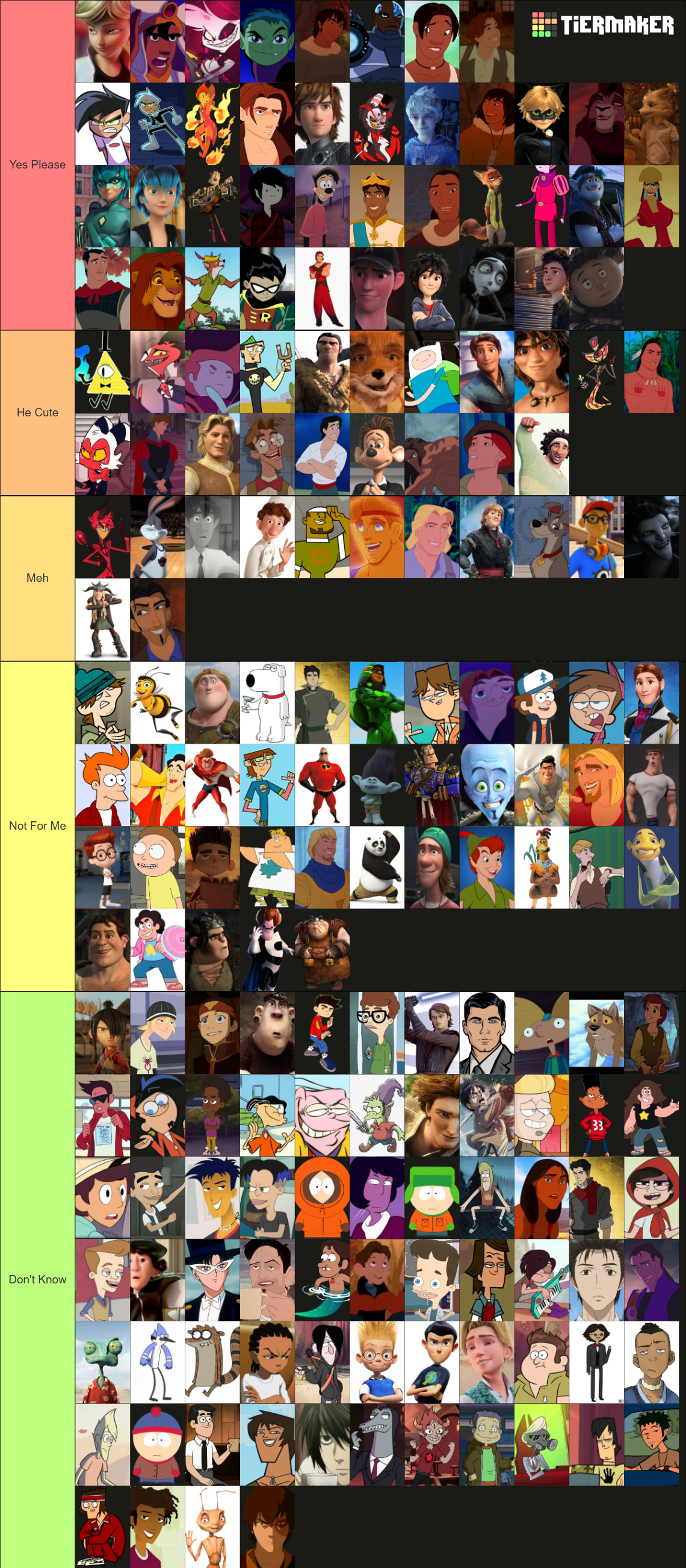 MALE Animated Cartoon Characters Tier List (Community Rankings) - TierMaker