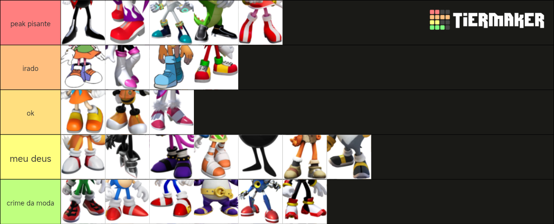 Sonic Character's Shoes Tier List (Community Rankings) - TierMaker