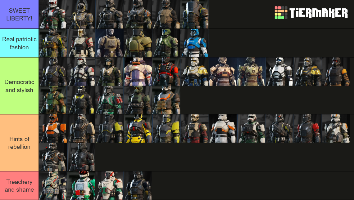 Helldivers 2 armor Tier List (Community Rankings) - TierMaker